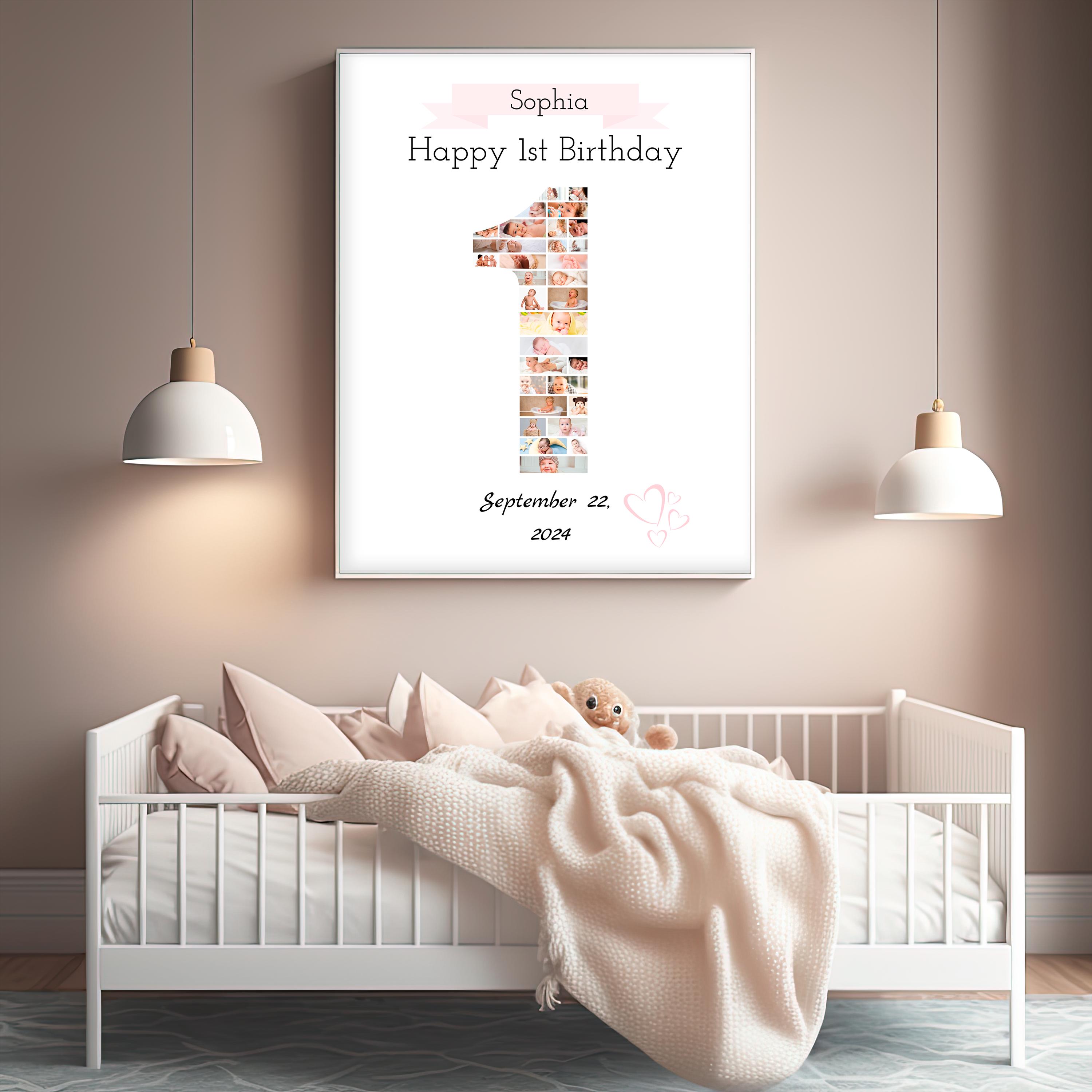 1st Birthday Photo Collage Template: Number One, Canva Design (digital ...