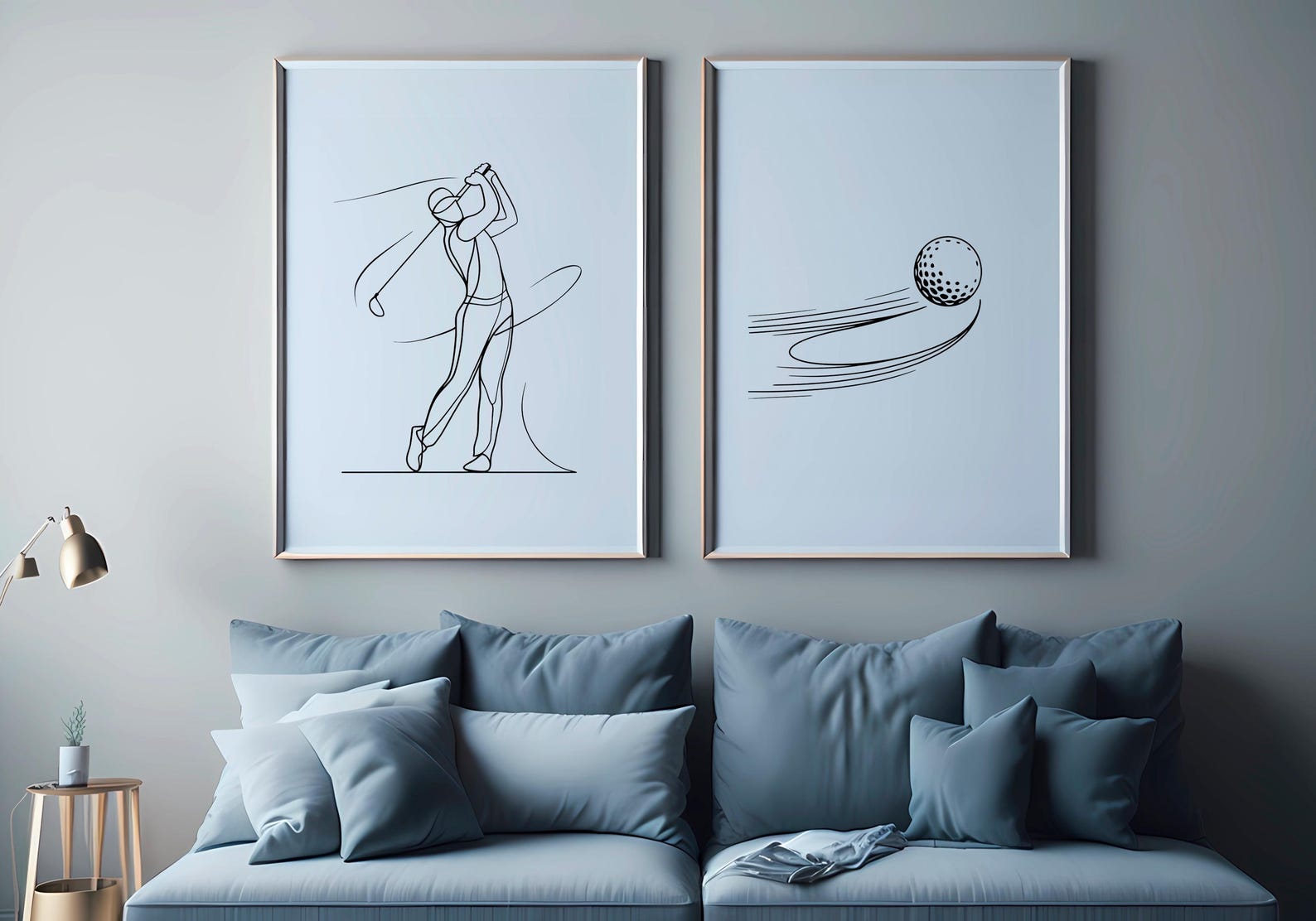Minimalist Golf Line Art Print, Golfer Print Set, Sports Room Decor ...