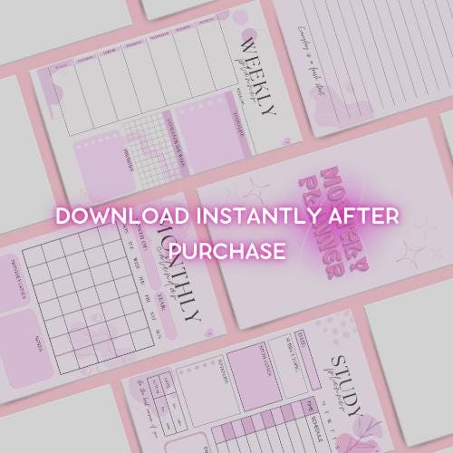 Chic Aesthetic Light Pink Monthly Planner Digital Bundle for ...