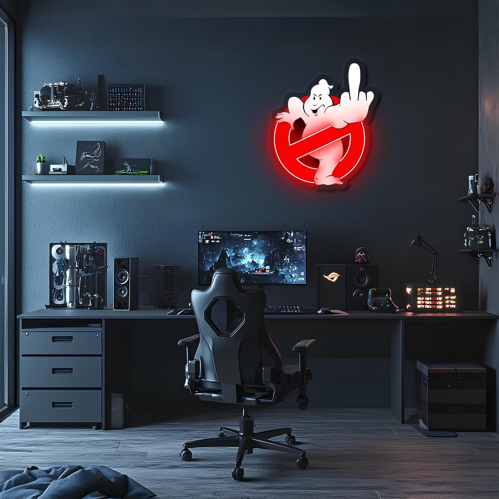 Ghostbusters UV Printed Neon, Neon Wall Art, Neon Light Sign, Custom ...