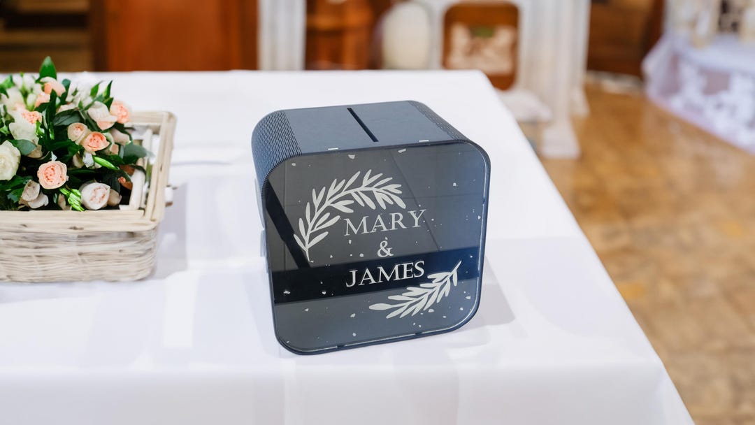 Wedding Card Box, Personalized Rustic Wood Decor, Acrylic Gift Envelope ...