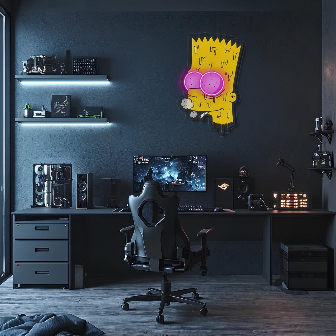Bart Simpson Plexiglass Neon Art, Simpson Neon Sign, Neon Light Sign ...
