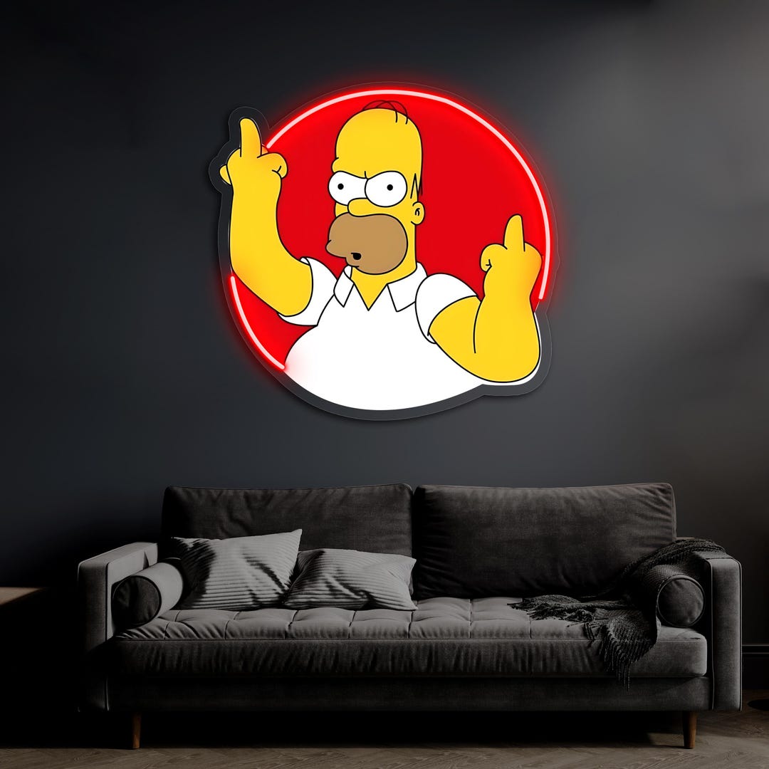 Homer Simpson Neon Sign, Simpson Neon Decor, Uv Print Neon Sign, Home ...