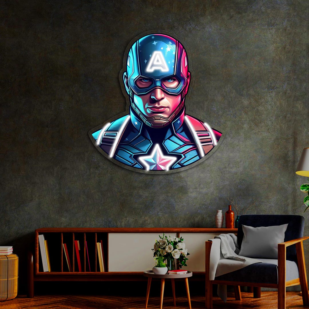 UV Printed Captain America Neon Sign, Neon Wall Art,neon Light Sign ...