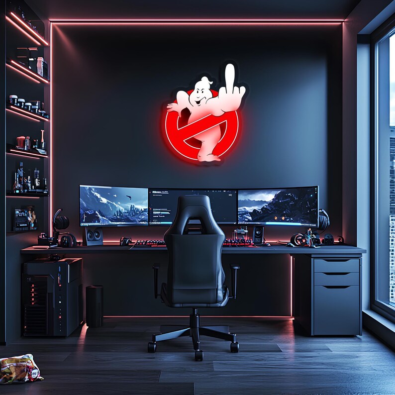 Ghostbusters UV Printed Neon, Neon Wall Art, Neon Light Sign, Custom ...
