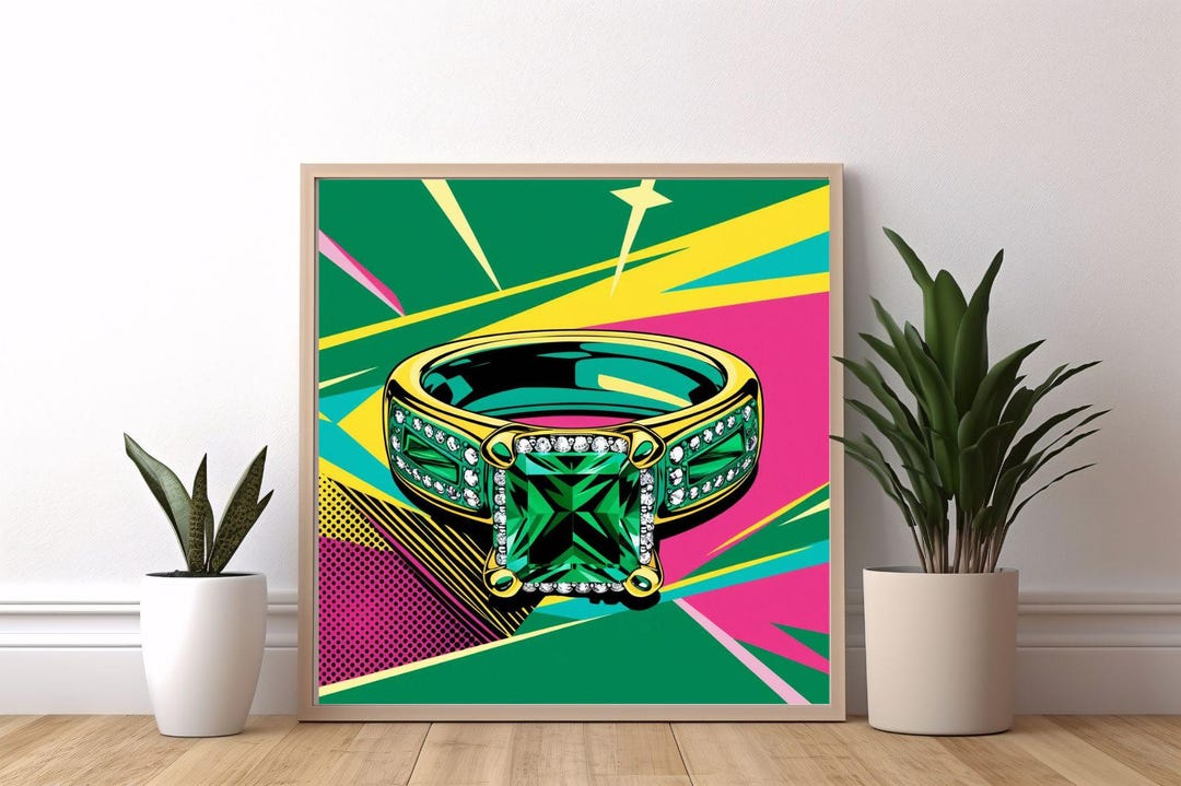 Emerald Green Ring Pop Art Poster Square Poster Living Room Wall Art ...