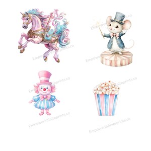 Pastel Carnival Clipart Bundle: Watercolor Carousel, Circus (PNG ...