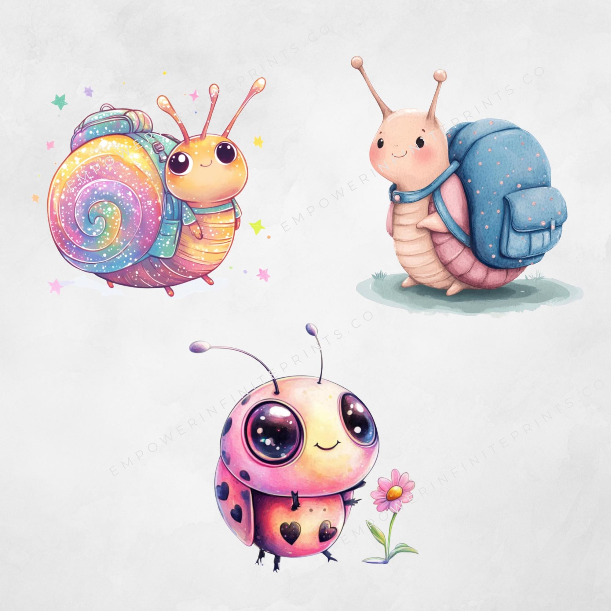Quirky Bugs PNG Clipart Bundle| Cute Moths, Snails & Insects| Whimsical ...