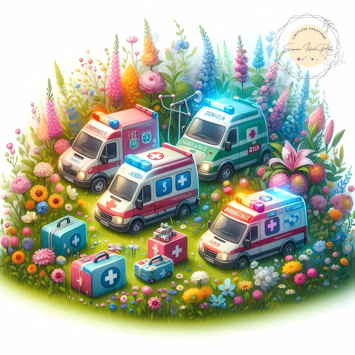 Watercolor Emergency Sirens and Ambulance Clipart for Kids | Cute First ...