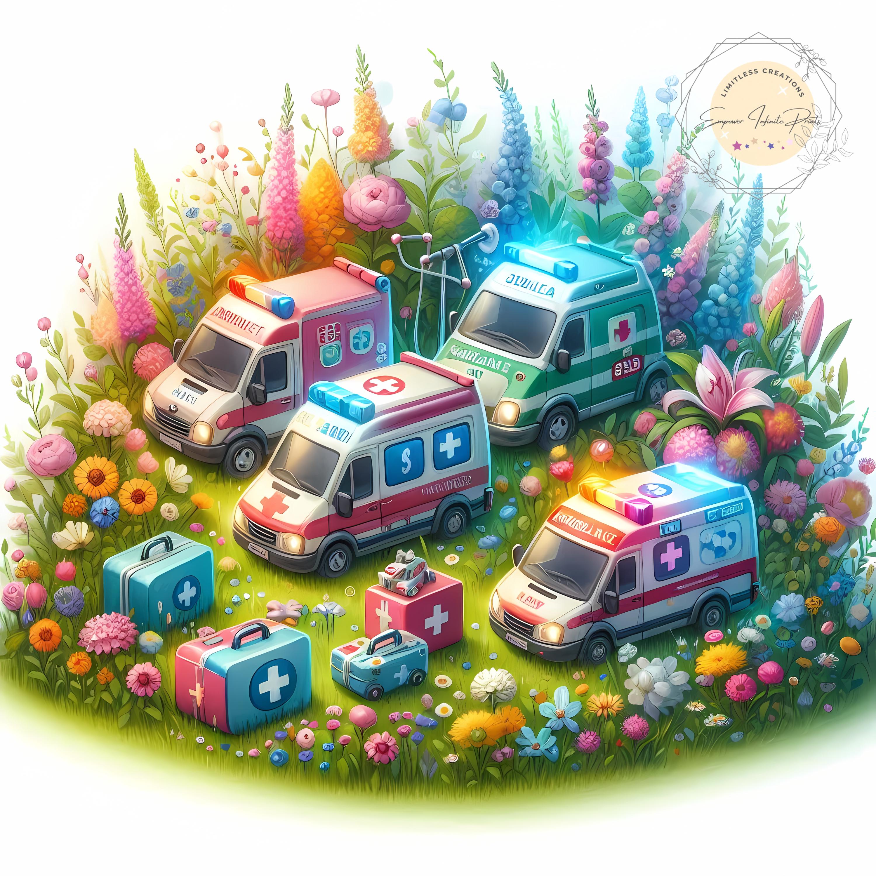 Watercolor Emergency Sirens and Ambulance Clipart for Kids | Cute First ...
