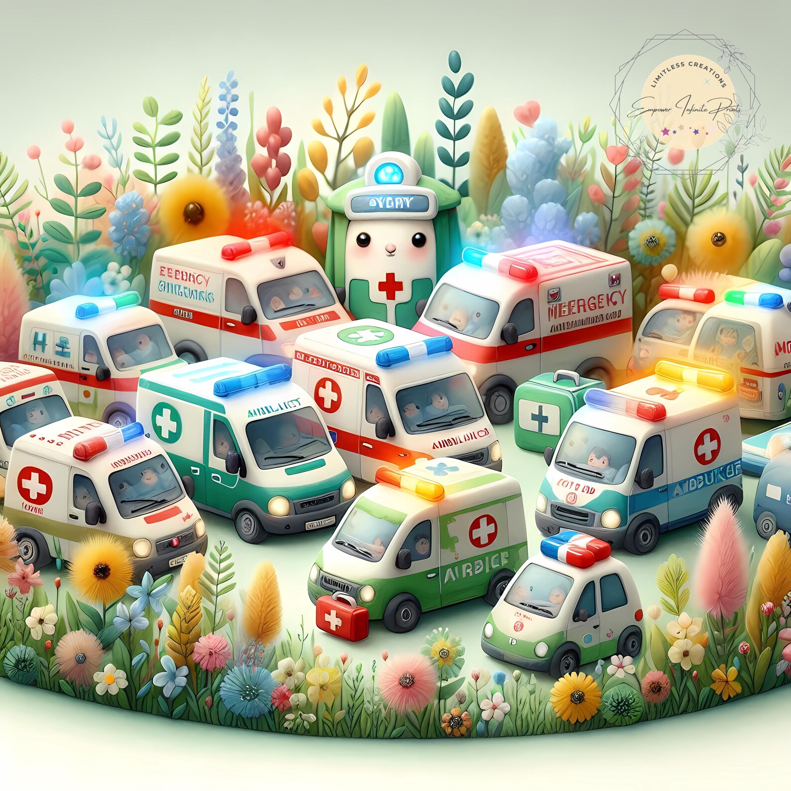 Watercolor Emergency Sirens and Ambulance Clipart for Kids | Cute First ...