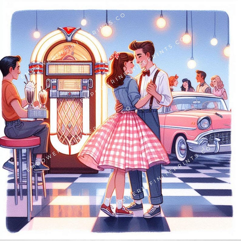 1950s Sock Hop Clipart: Jukebox, Poodle Skirt, Rock N Roll (JPG ...