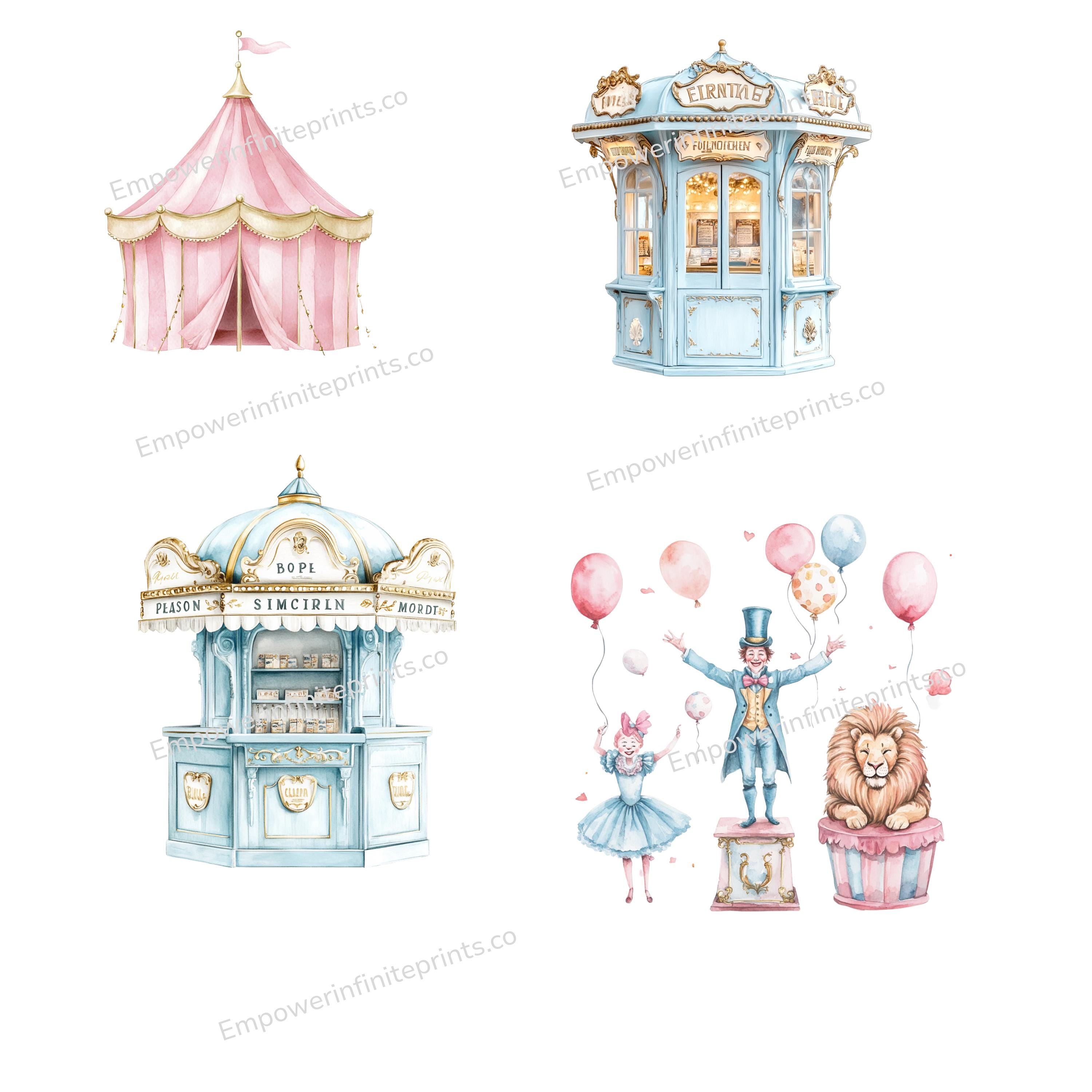 Magic Carousel Pastel| Blue Carousel Carnival and Fairground Clipart ...