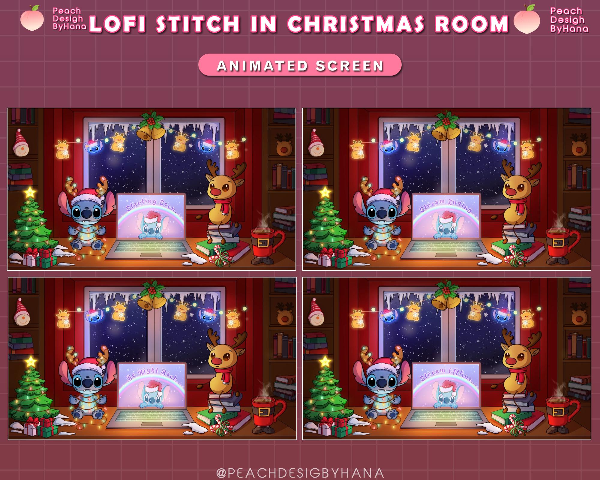 Animated Twitch Overlay Lofi Stitch in Christmas Room - Winter Stream ...