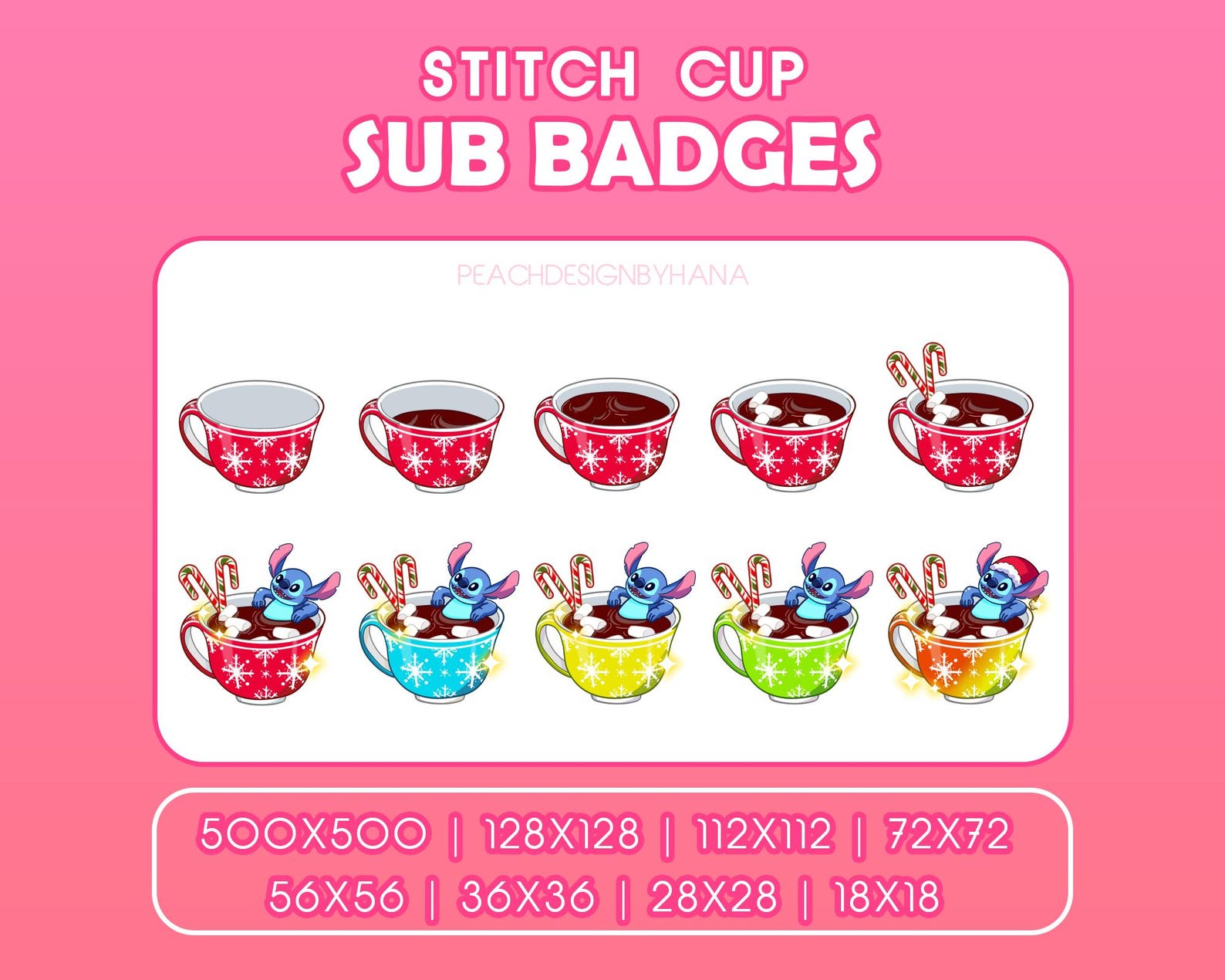 10x Stitch Cup Sub Badges for Twitch, Youtube and Discord Stitch ...
