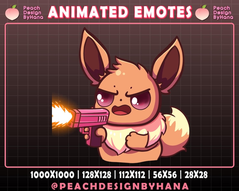 Animated Eevee Emote for Twitch, Discord, Youtube | Cute Gun Emote ...