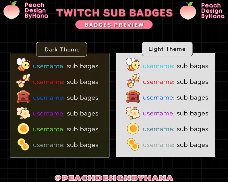 8x Honey Bee Sub Badges for Twitch, Youtube and Discord - Donated ...