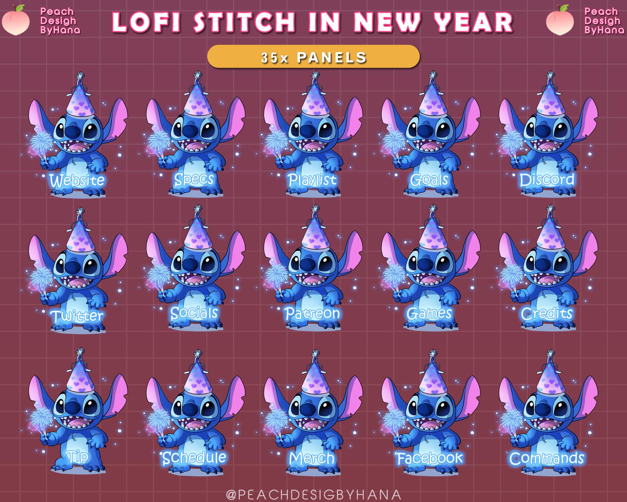 Animated Twitch Overlay Lofi Stitch in New Year’s Eve - New Year Stream ...