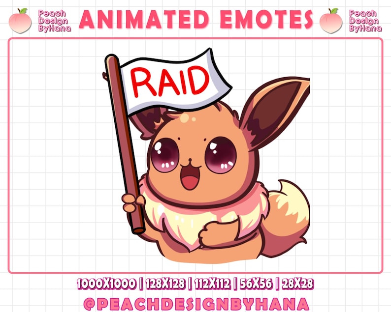 Animated Eevee Raid Emote for Twitch, Youtube, Discord - Raid Flag ...