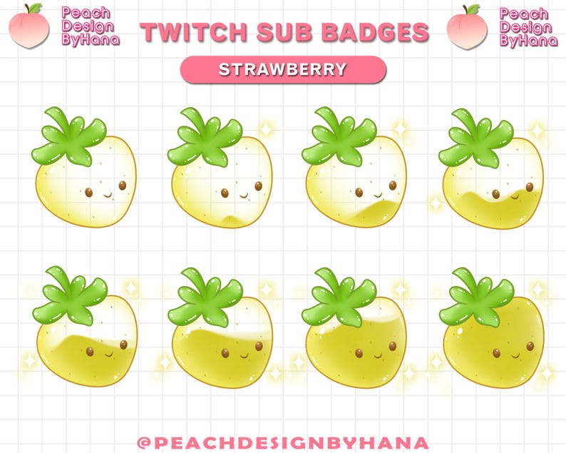 Strawberry Sub Badges for Twitch – Cute Strawberry-themed Subscriber ...