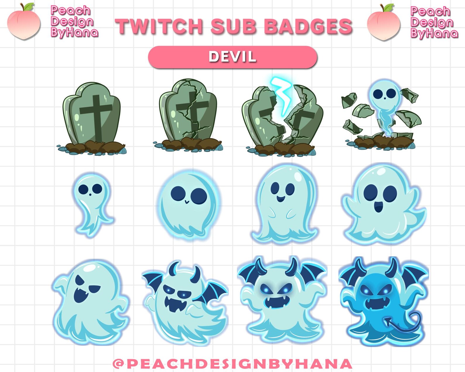 12x Tombstone - Ghost Sub Badges for Twitch, Youtube, Discord - Spooky ...