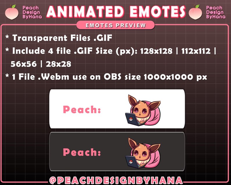 Animated Eevee Types Laptop Emote for Twitch, Youtube, Discord, Eevee ...