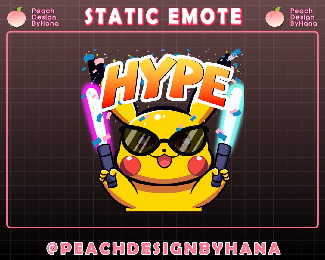 Pikachu Hype Emote for Twitch & Discord – Cute Static Pokemon Emote for ...