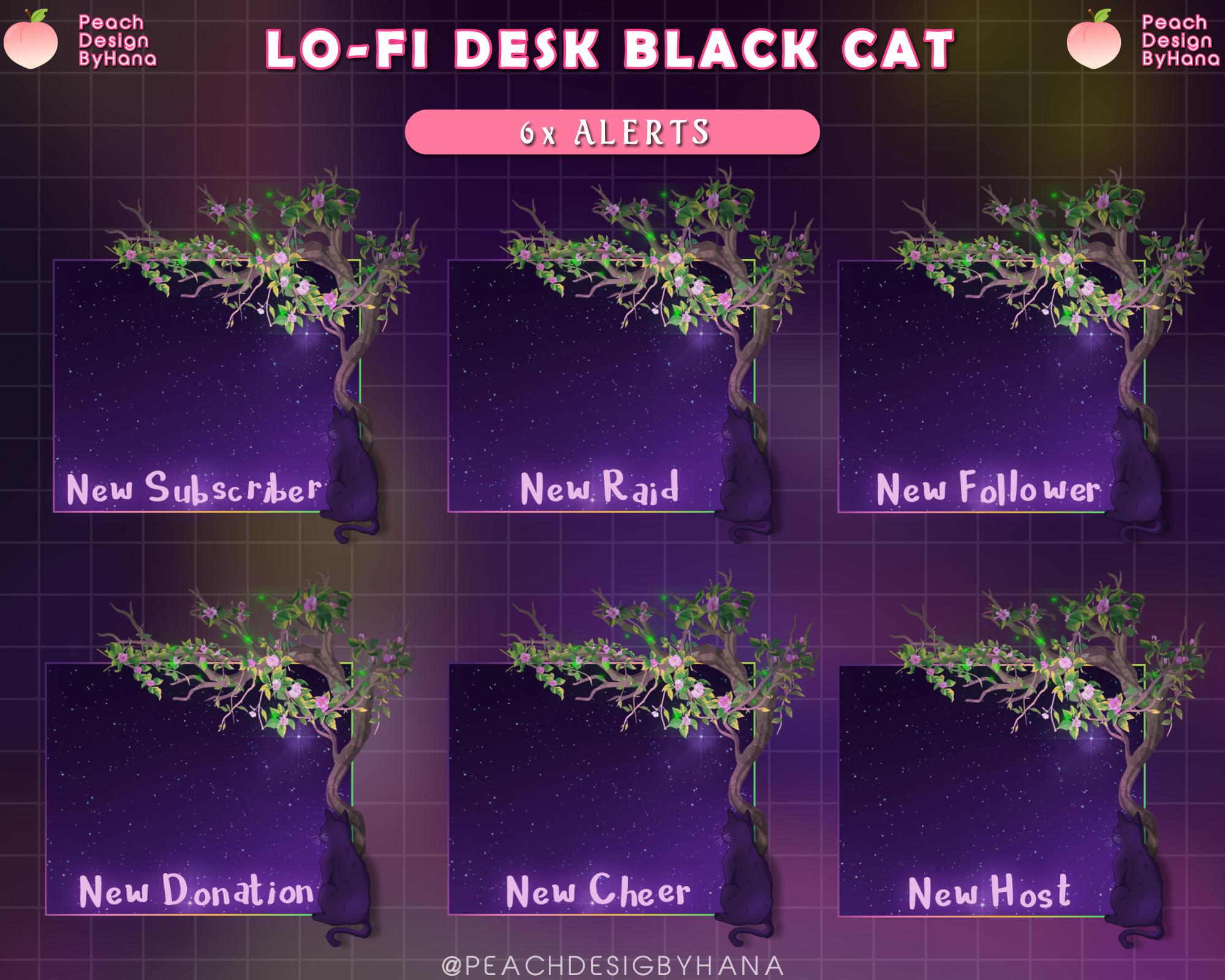 Cat Stream Animation Overlay - Kitty Twitch Pack Cute Dark Game Room ...