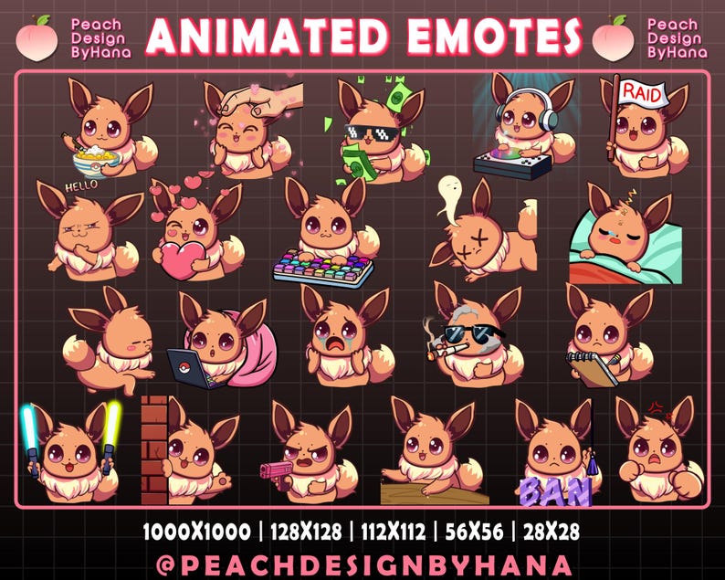 21 Animated Eevee Emote for Twitch, Youtube and Discord | Funny Emote ...