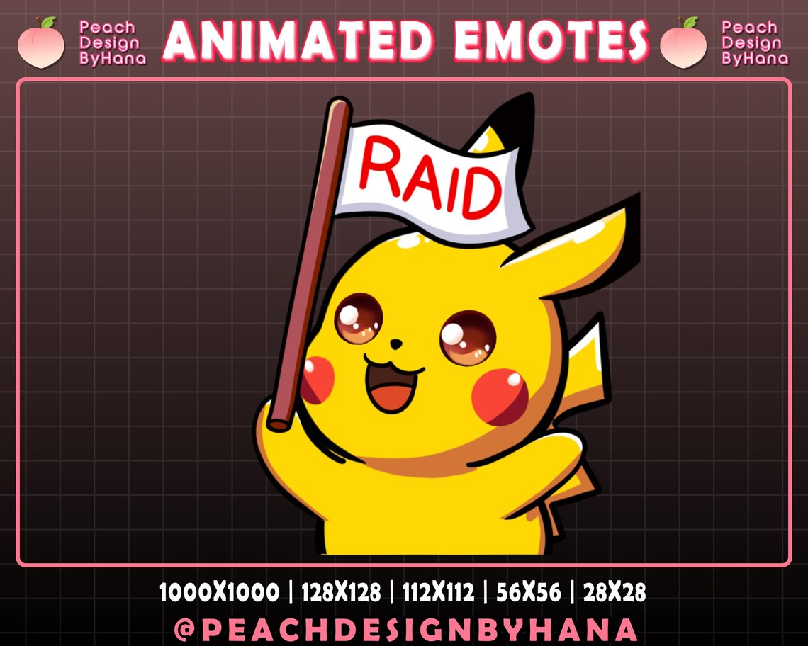 Animated Pikachu Raid Emote for Twitch, Youtube, Discord - Raid Flag ...