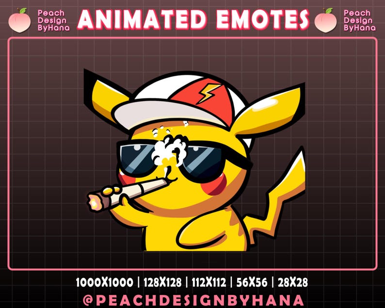 Animated Pikachu Smokes Emote for Twitch, Youtube, Discord, Funny ...