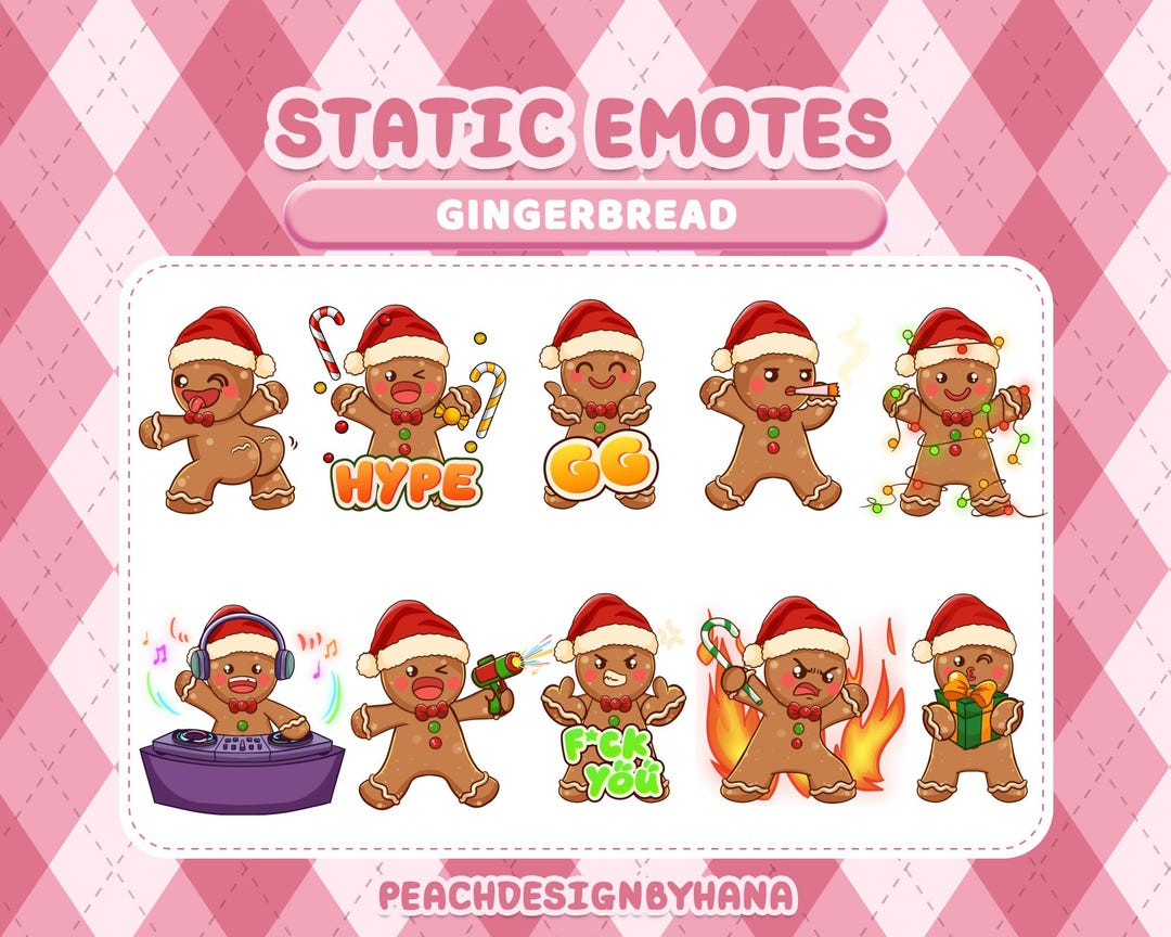 10 Xmas Gingerbread Static Emotes, Funny Static Emotes for Twitch ...