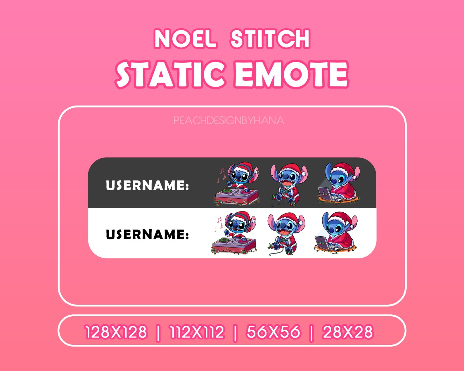 8x Christmas Stitch Emote for Twitch, Youtube, Discord. Funny Stitch ...