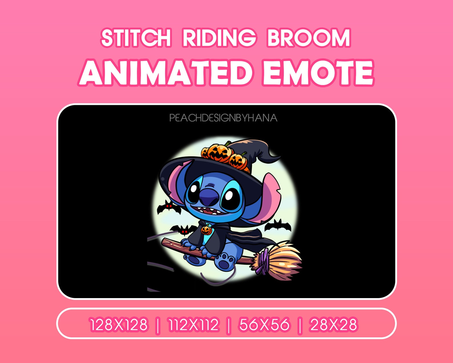 Animated Stitch Riding Broom Emote for Twitch, Youtube and Discord ...