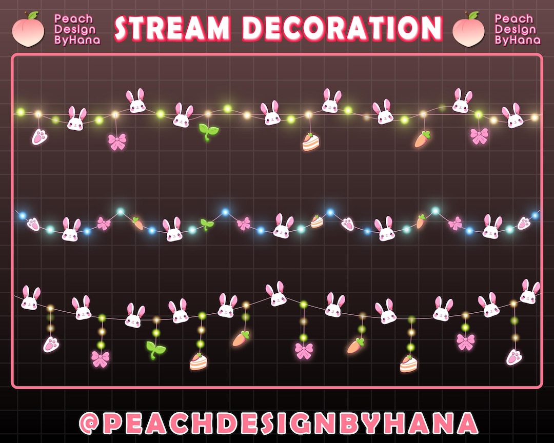 3x Animated Bunny – Easter Egg Twinkle String Light Stream Overlay ...