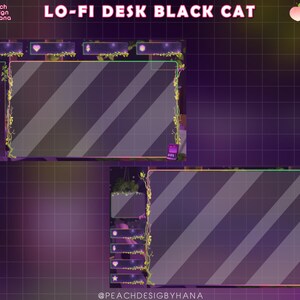 Cat Stream Animation Overlay - Kitty Twitch Pack Cute Dark Game Room ...