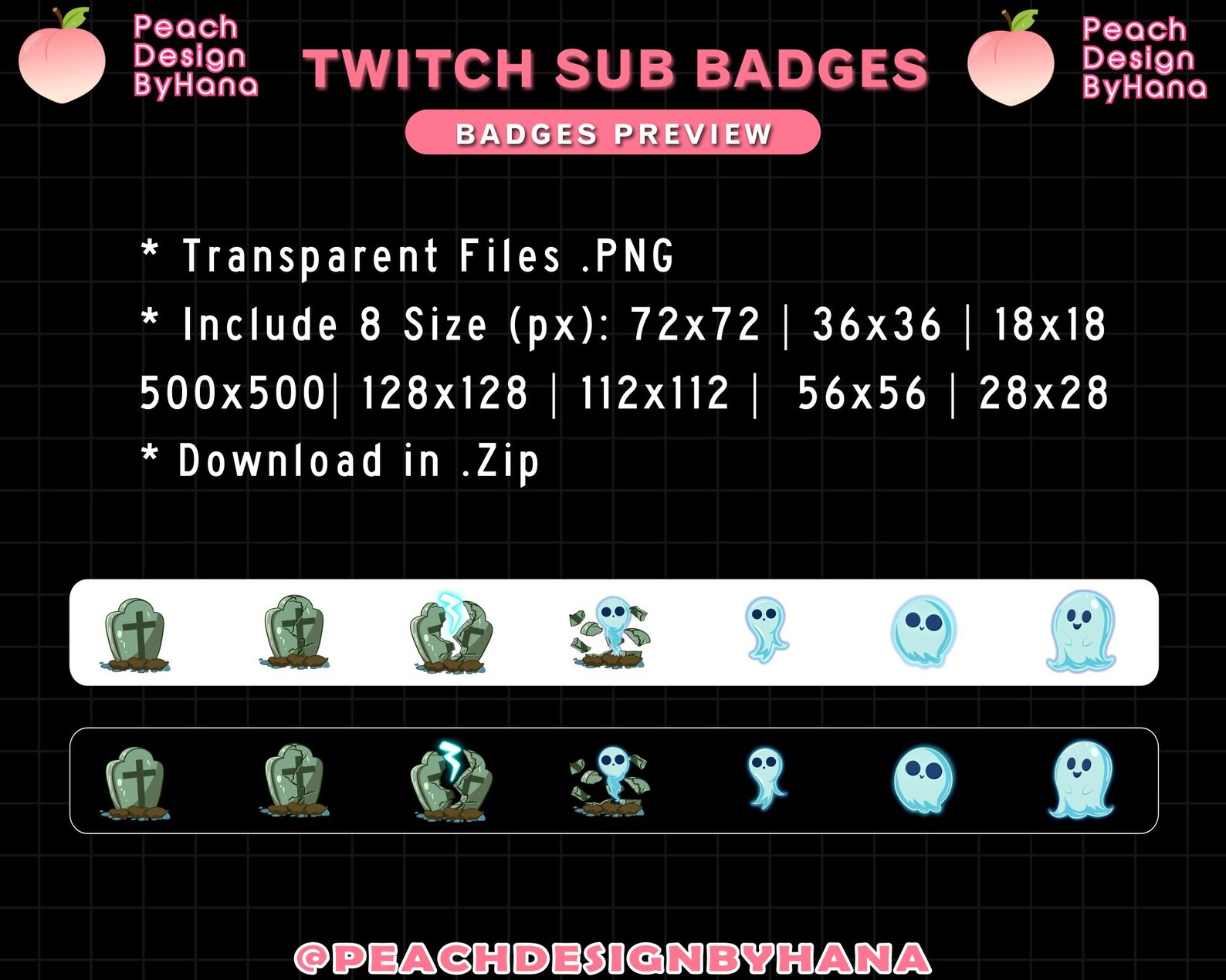 12x Tombstone - Ghost Sub Badges for Twitch, Youtube, Discord - Spooky ...