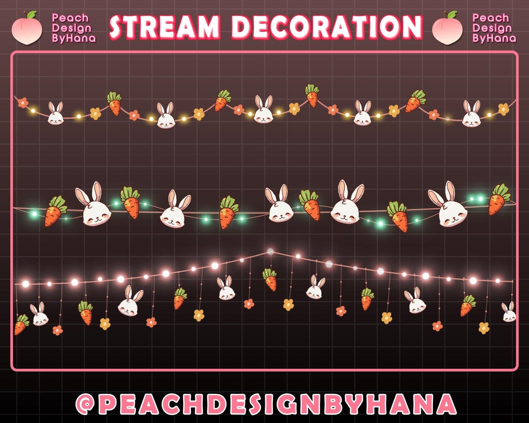 3x Animated Bunny – Carrot Twinkle String Light Stream Overlay | Cozy ...
