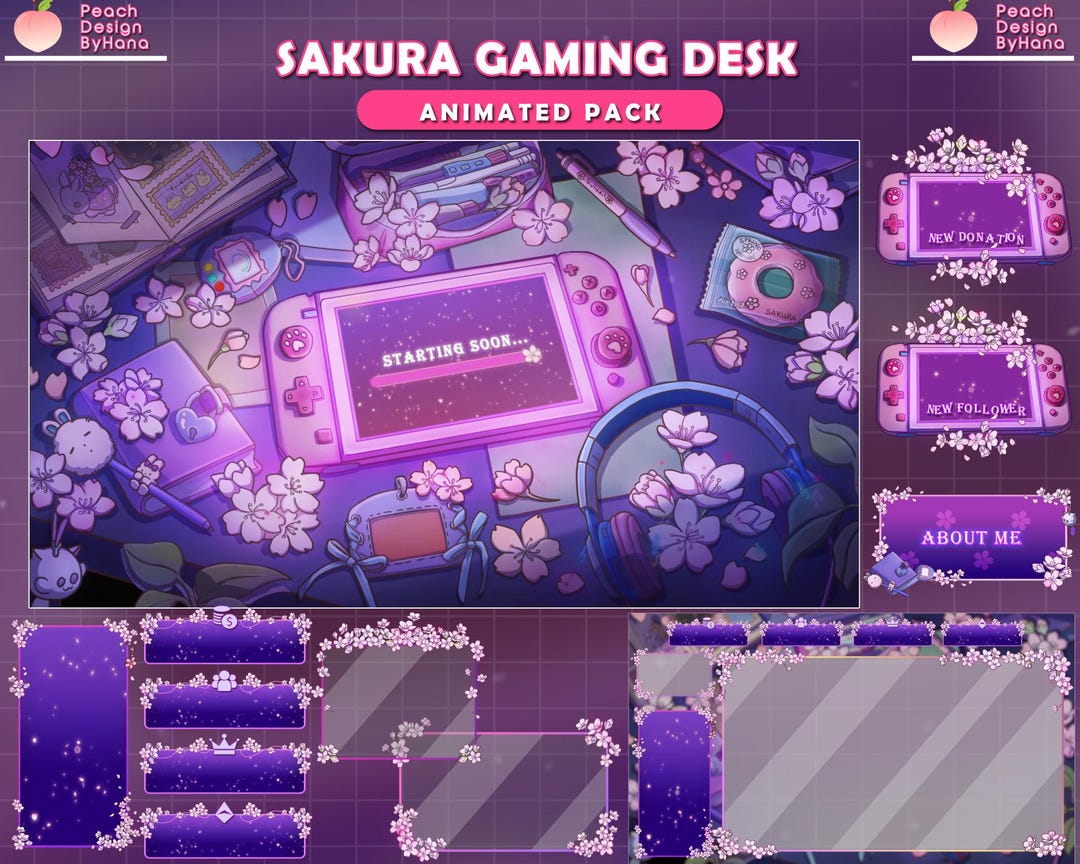 Animated Twitch Sakura Console Overlay - Cherry Blossom Stream Screen ...