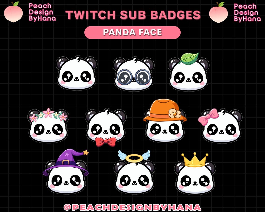 10x Cute Panda Face Sub Badges for Twitch, Youtube and Discord ...
