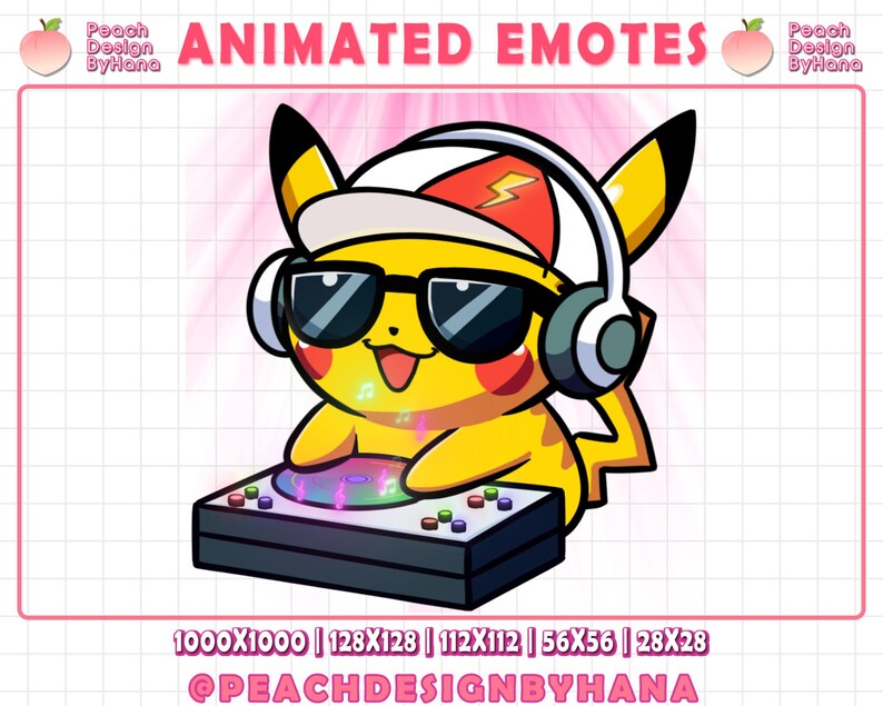 Animated Pikachu DJ Emote for Twitch, Youtube, Discord, Funny Emote ...