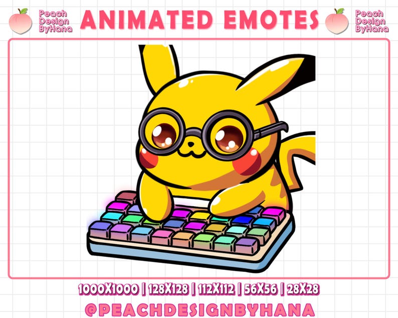 Animated Pikachu Types Keyboard Emote for Twitch, Youtube, Discord ...