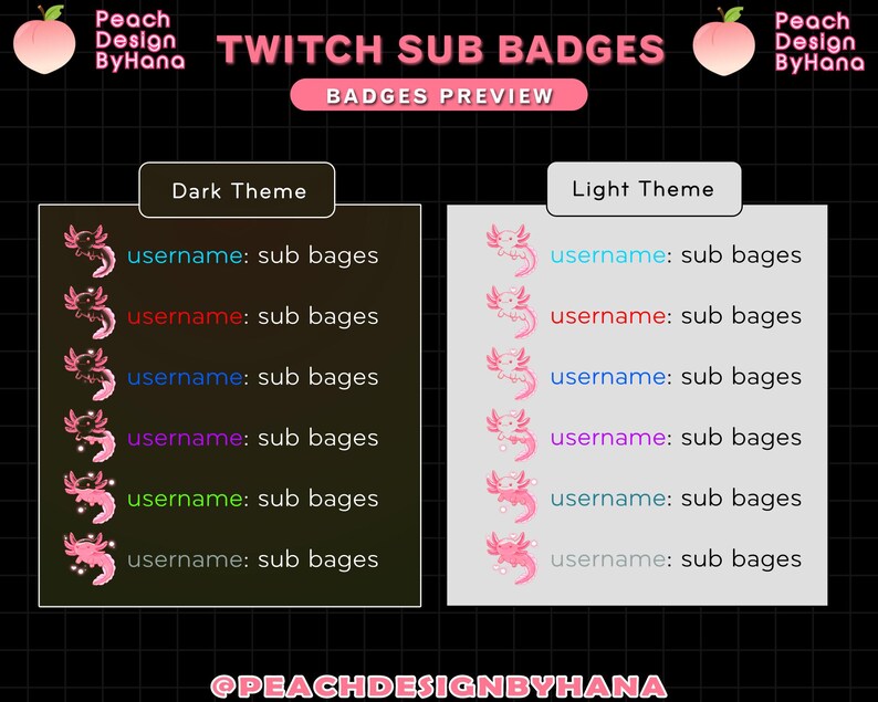 8x Pink Axolotl Liquid Sub Badges for Twitch, Youtube and Discord ...