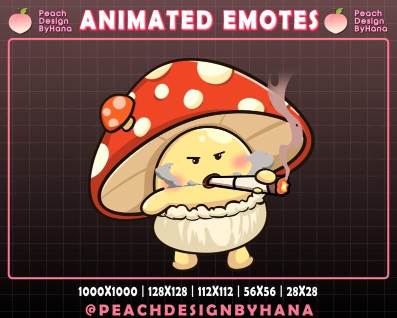 Animated Cute Mushroom Smoking Emote for Twitch, Youtube, Discord ...