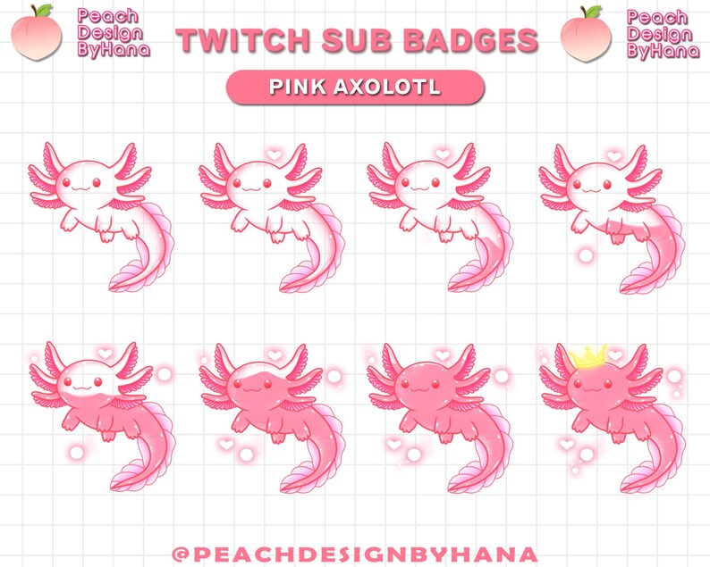 8x Pink Axolotl Liquid Sub Badges for Twitch, Youtube and Discord ...