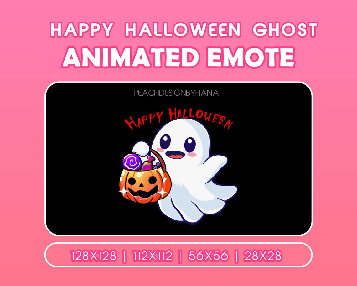 Happy Halloween Ghost Animated Emote for Twitch, Youtube, Discord. Cute ...