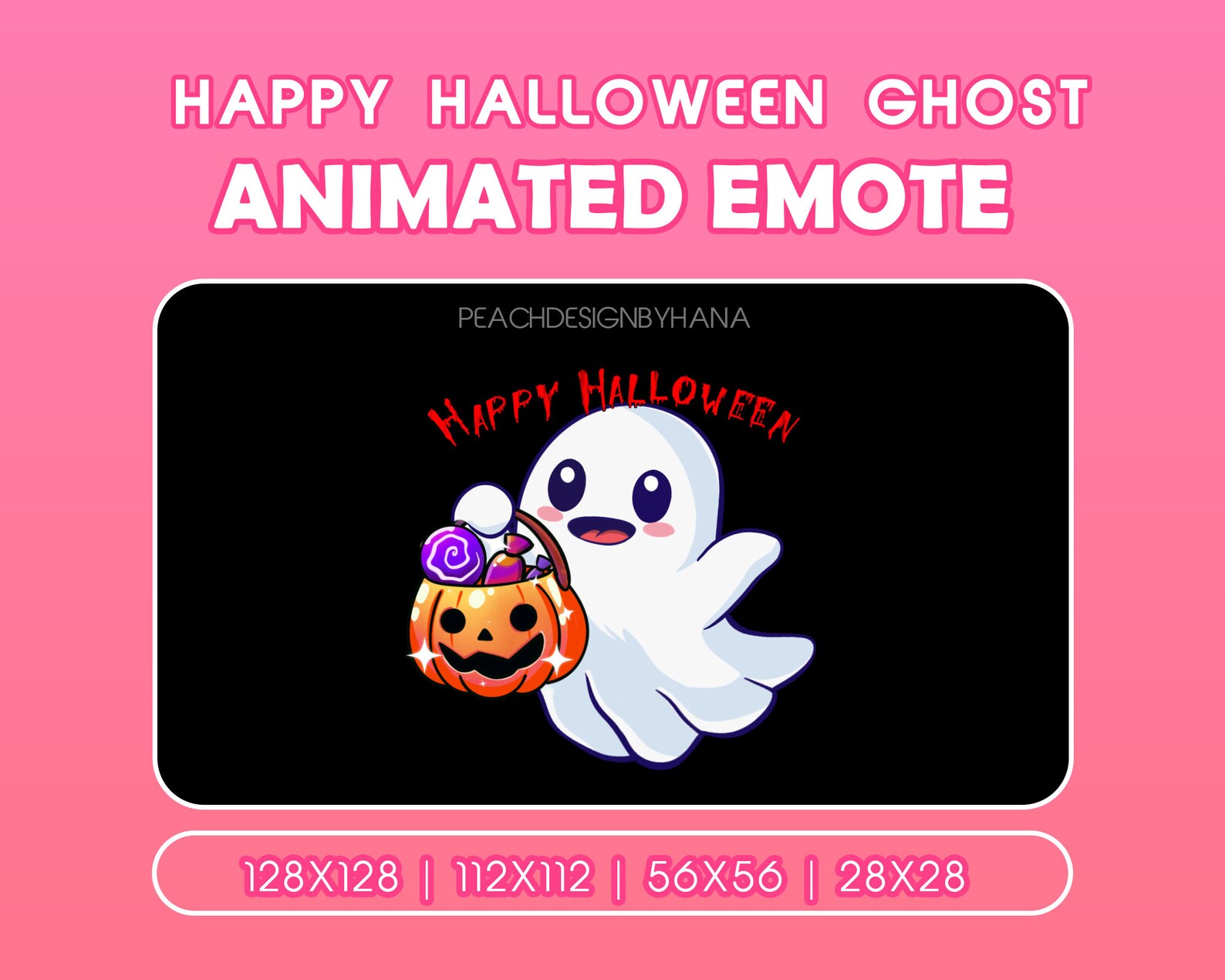 Happy Halloween Ghost Animated Emote for Twitch, Youtube, Discord. Cute ...