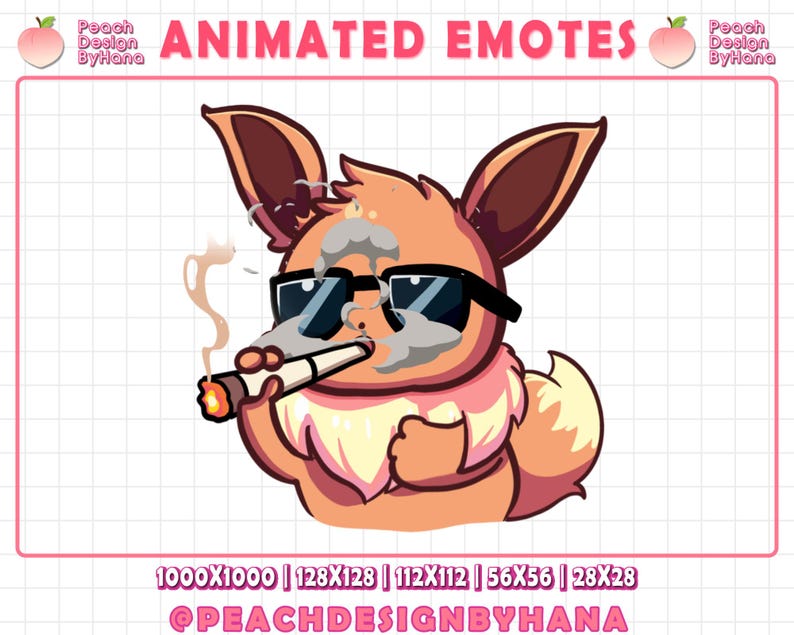 Animated Eevee Smokes Emote for Twitch, Youtube, Discord, Funny Eevee ...