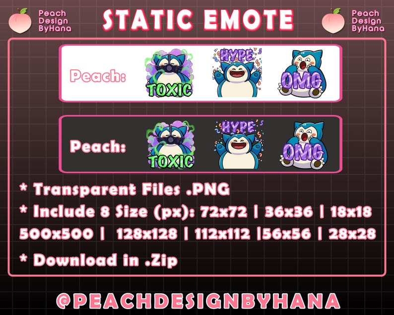 Snorlax Twitch Emote Pack | Cute Pokémon Static Emotes for Streamer ...