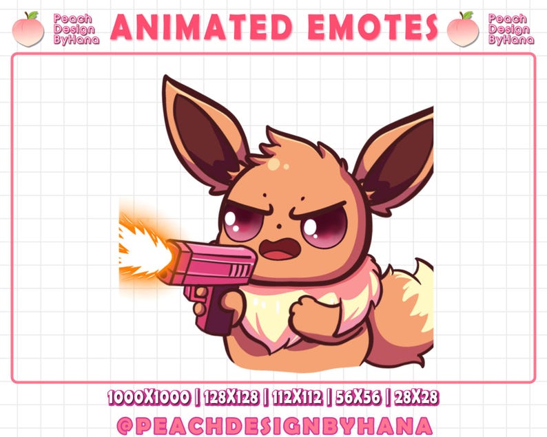 Animated Eevee Emote for Twitch, Discord, Youtube | Cute Gun Emote ...